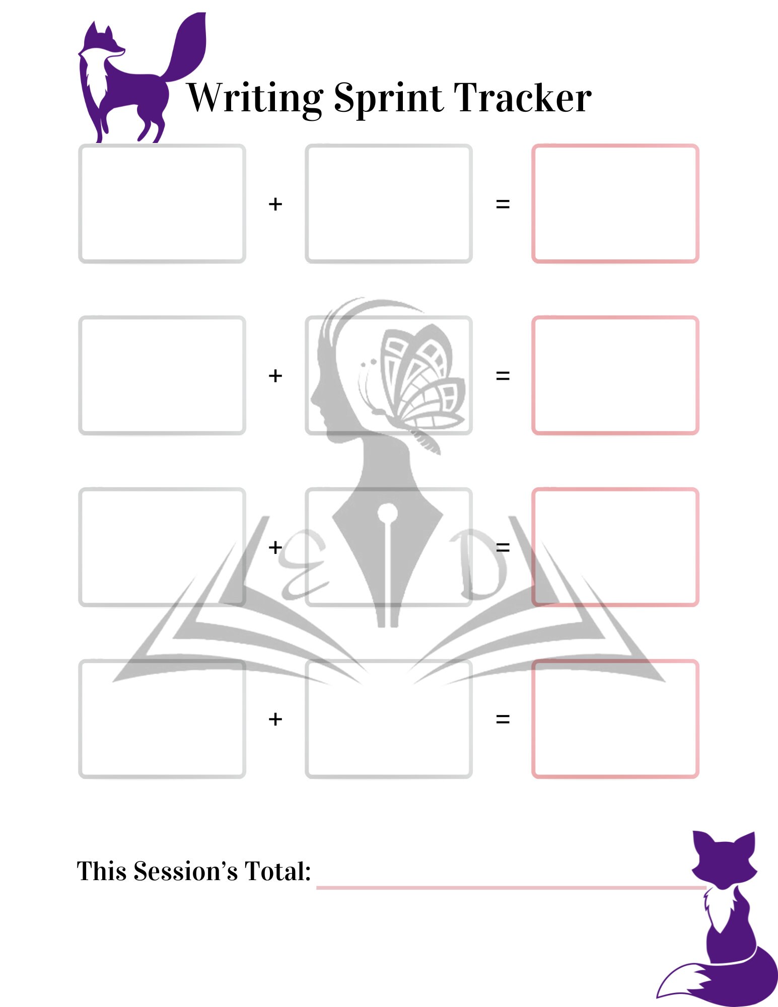 Writing Word Tracker and Sprint Tracker - Etsy