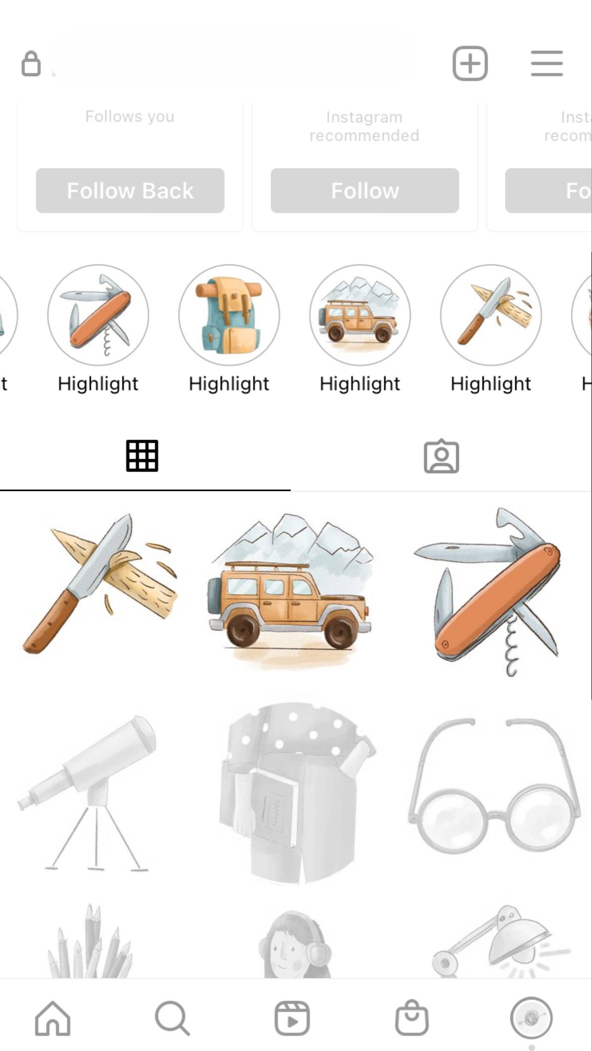 16 BUSHCRAFT Instagram icons. Highlight story watercolor | Etsy