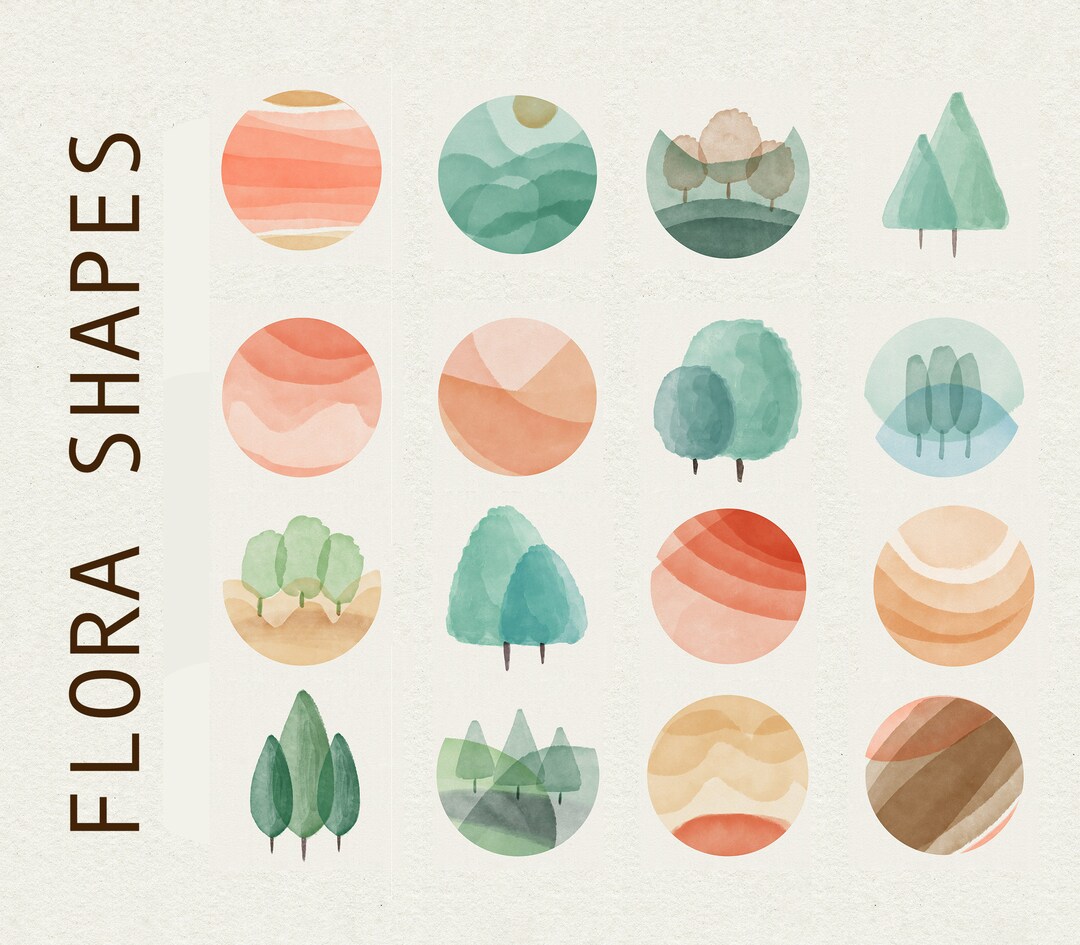 Nature Shapes Instagram Icons. Highlight Story Watercolor Boho - Etsy