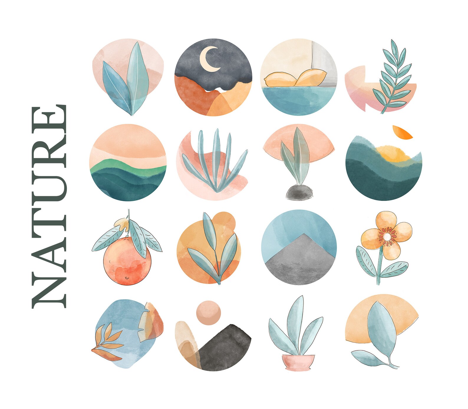 16 NATURE ABSTRACT Instagram Story Icons. Highlight Covers. - Etsy