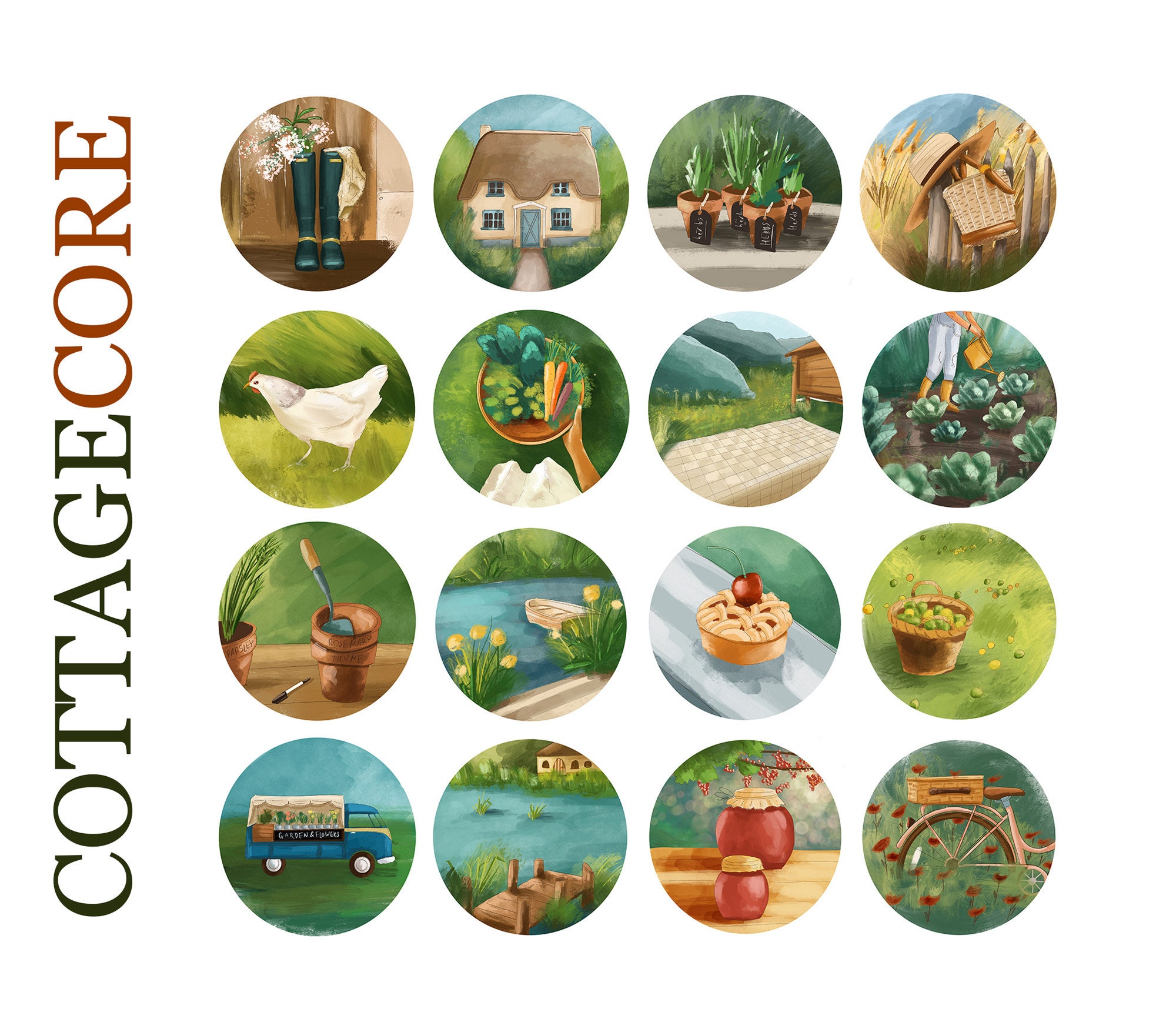 Cottagecore Instagram icons. Highlight story covers boho | Etsy