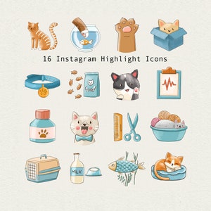16 CATS Instagram Icons. Highlight Story Instagram Icons. - Etsy