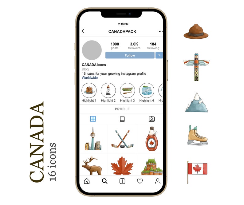 16 CANADA Instagram Icons. Highlight Story Covers Clipart. - Etsy