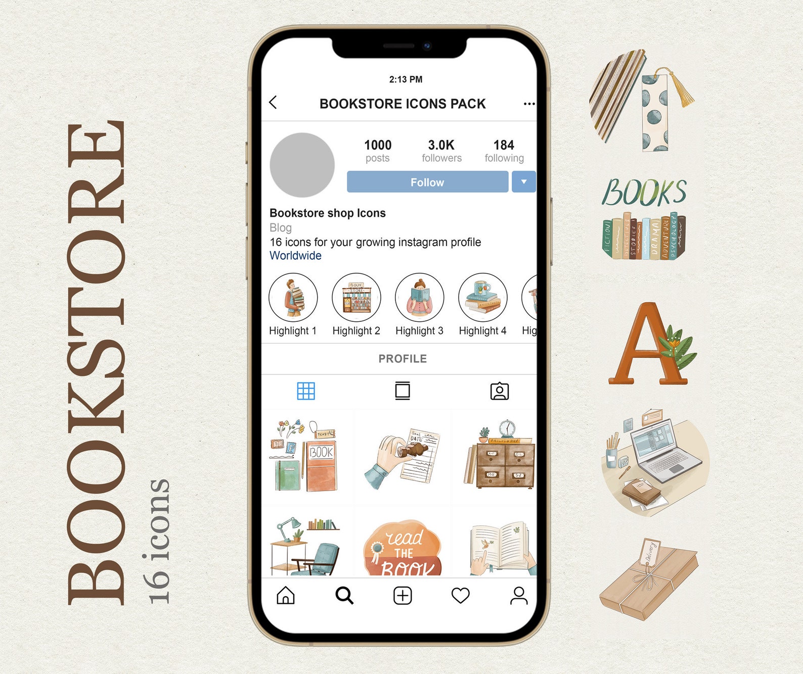 BOOKSTORE Instagram Icons. Highlight Story Watercolor Covers - Etsy