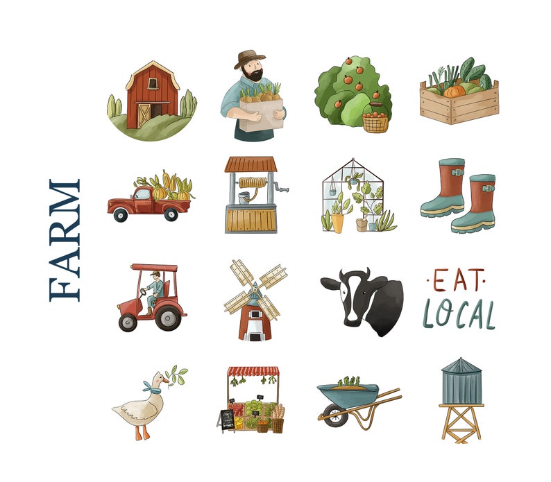 16 FARM Instagram Icons. Highlight Story Watercolor Covers - Etsy