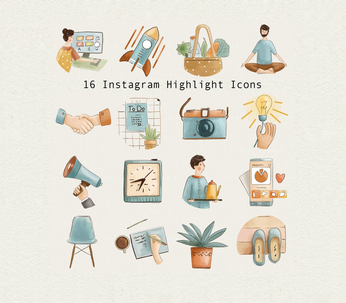 16 WORK AT HOME Instagram Icons. Highlight Story Covers. Boho | Etsy