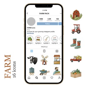 16 FARM Instagram Icons. Highlight Story Watercolor Covers Boho Style ...