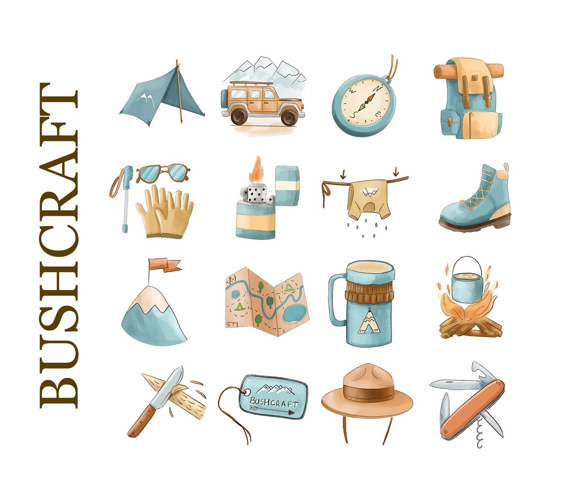16 BUSHCRAFT Instagram icons. Highlight story watercolor | Etsy