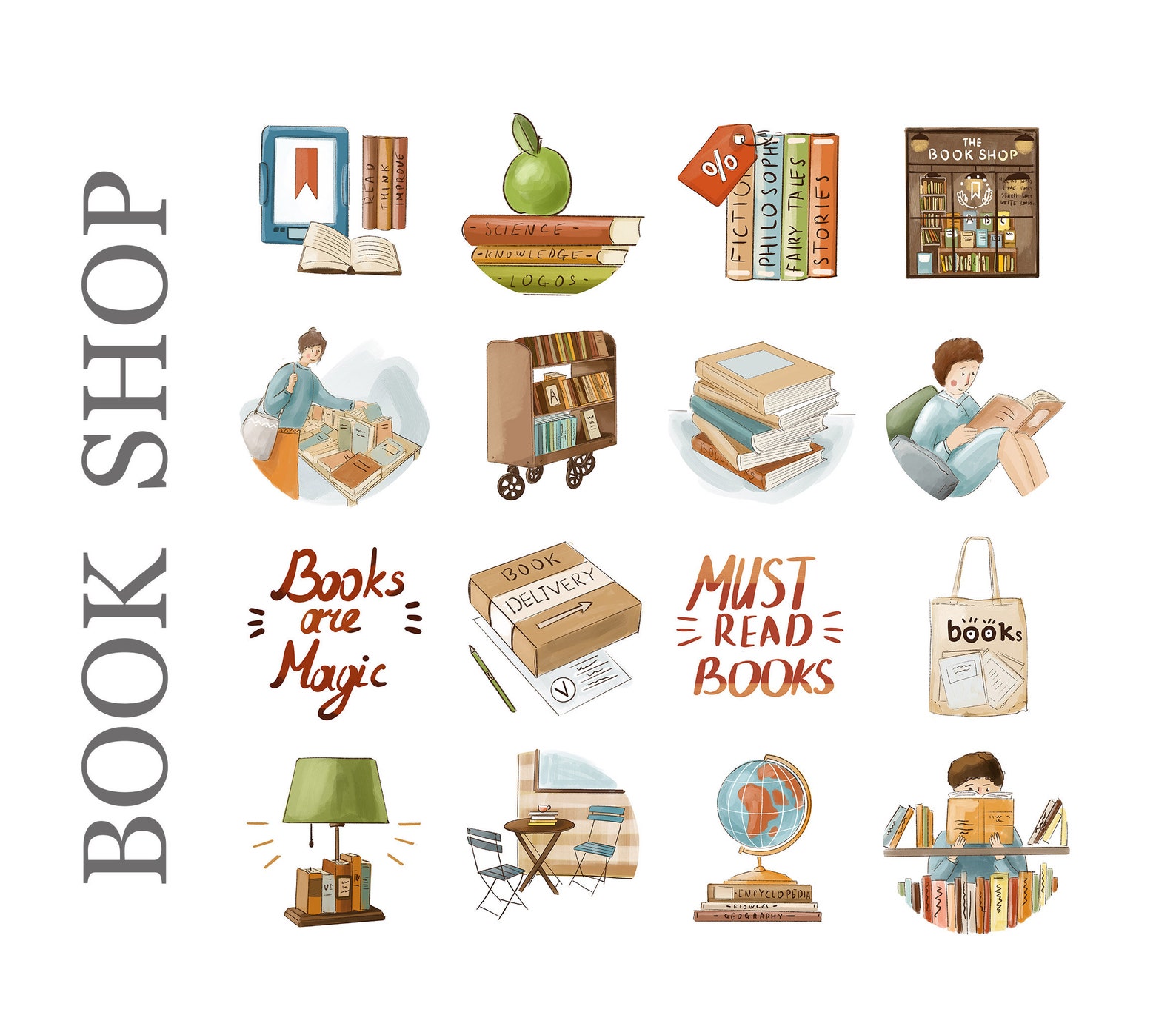 Book Shop Instagram Icons. Highlight Story Watercolor Covers - Etsy
