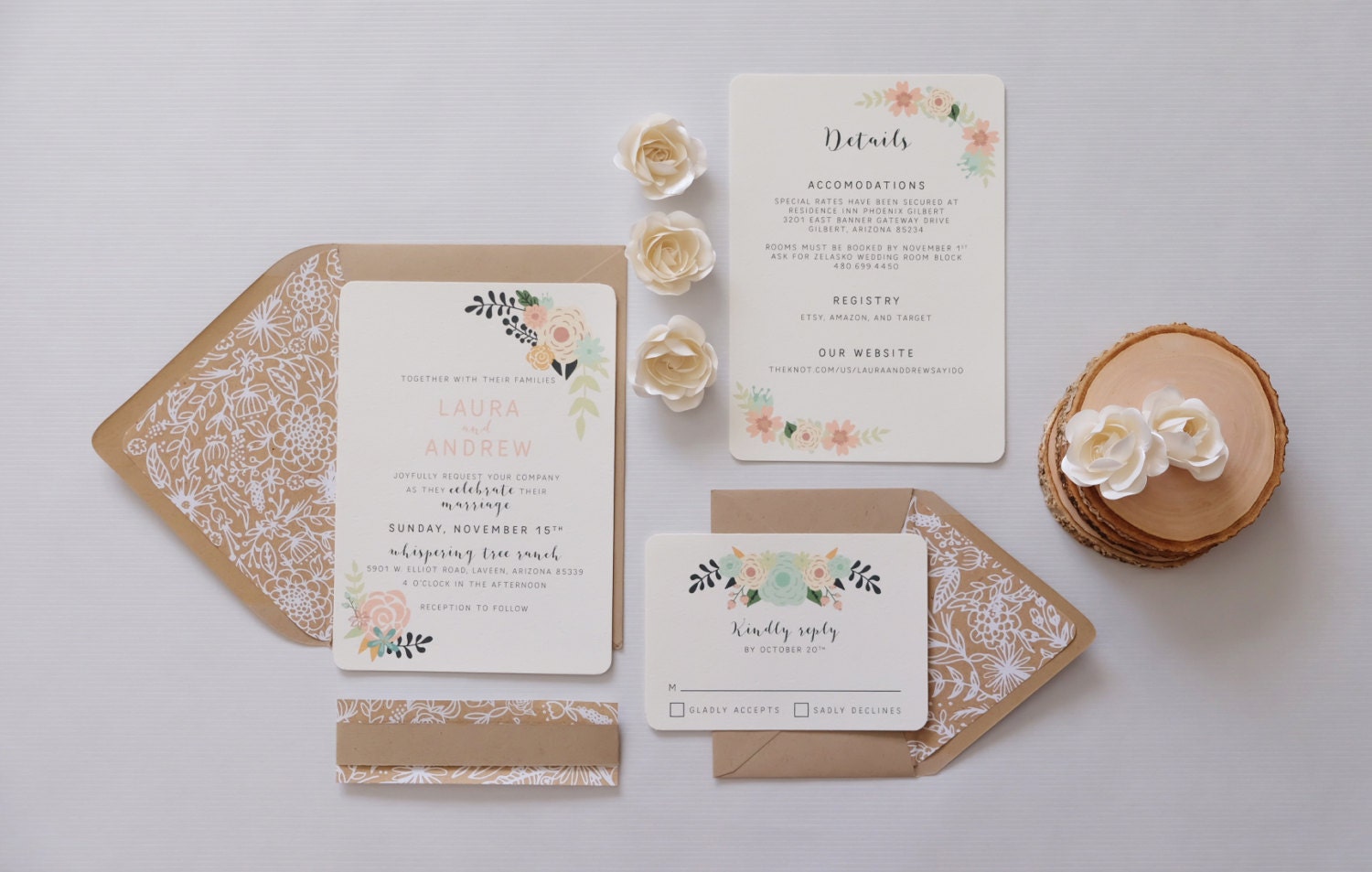 Printable Country Bohemian Floral Wedding Invitation Suite—digital ...