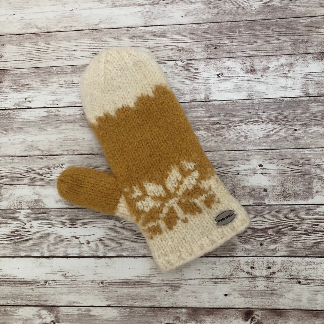 Felted Mittens, Women's S/M Mittens, Hand Knit Colorwork Mittens, Heavy ...
