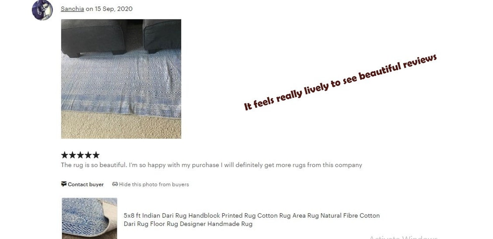 5x8 ft Indian Dari Rug Handblock Printed Rug Cotton Rug 8x10 | Etsy