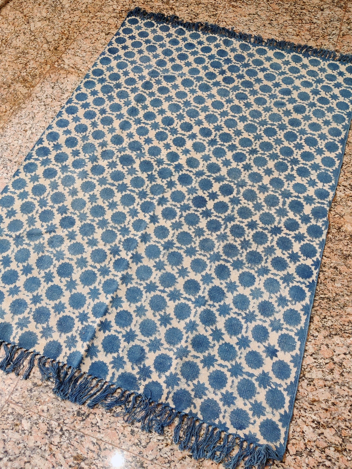 8x10 Ft Indian Dari Rug Indigo Blue Rug Cotton Rug Bath Rug - Etsy