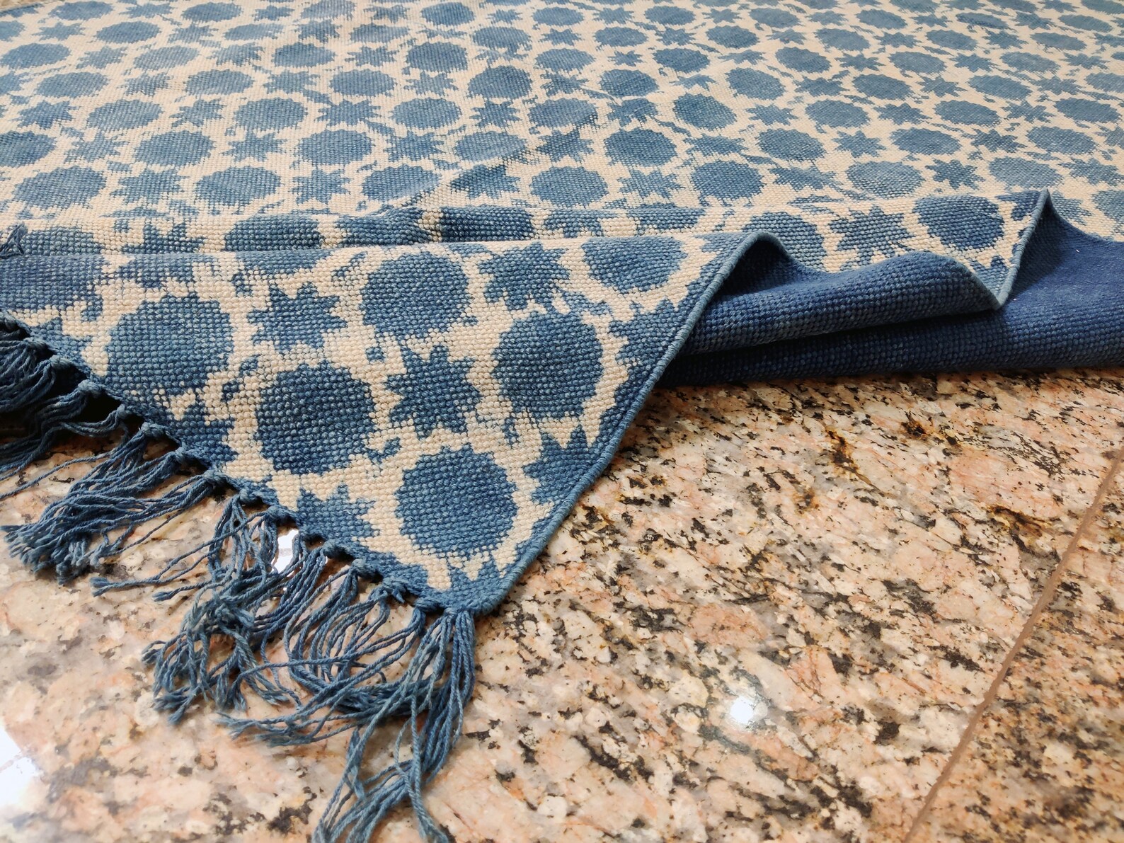 8x10 Ft Indian Dari Rug Indigo Blue Rug Cotton Rug Bath Rug - Etsy