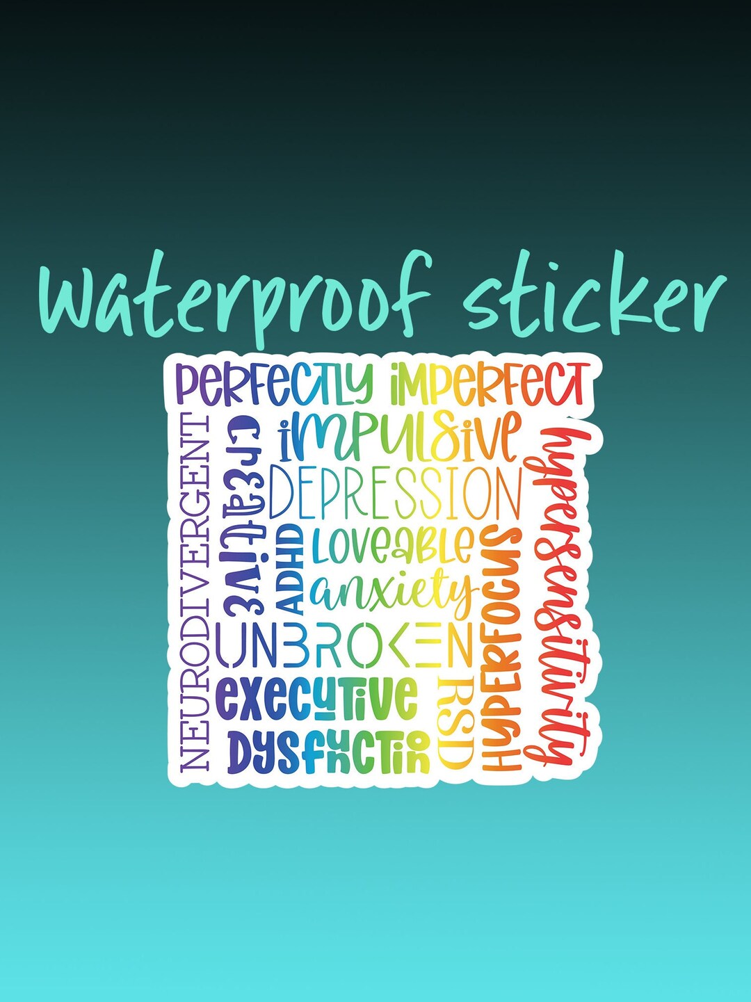 Neurodivergent Words Sticker; Waterproof Vinyl Stickers, 80hd ...