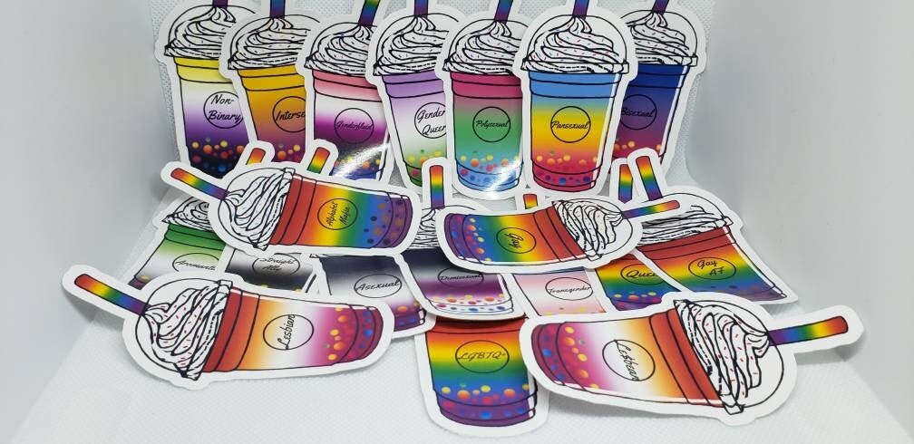 Pride Boba Cup Stickers 30 Different Variations Bisexual - Etsy UK