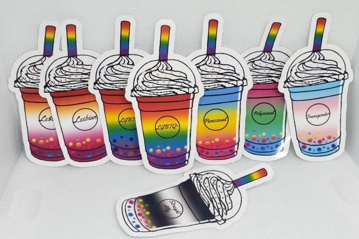 Pride Boba Cup Stickers 30 different Variations Bisexual | Etsy
