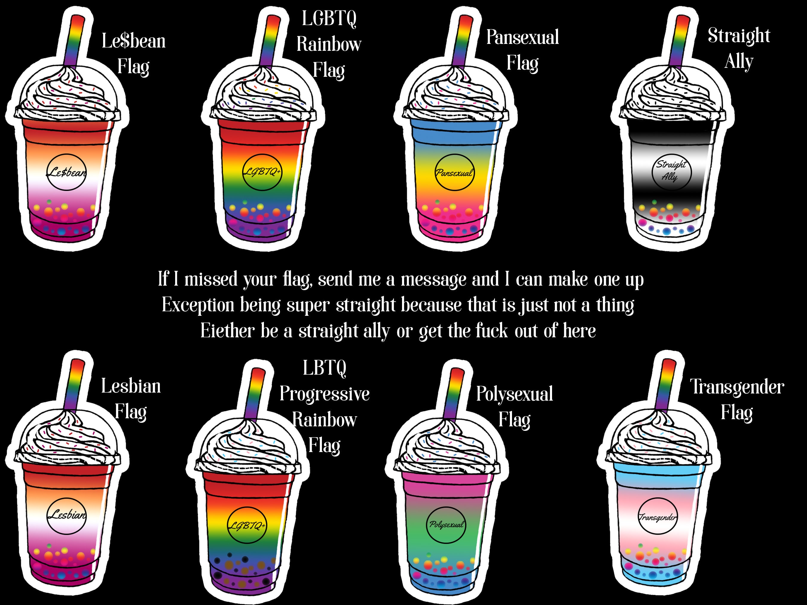 Pride Boba Cup Stickers 30 different Variations Bisexual | Etsy