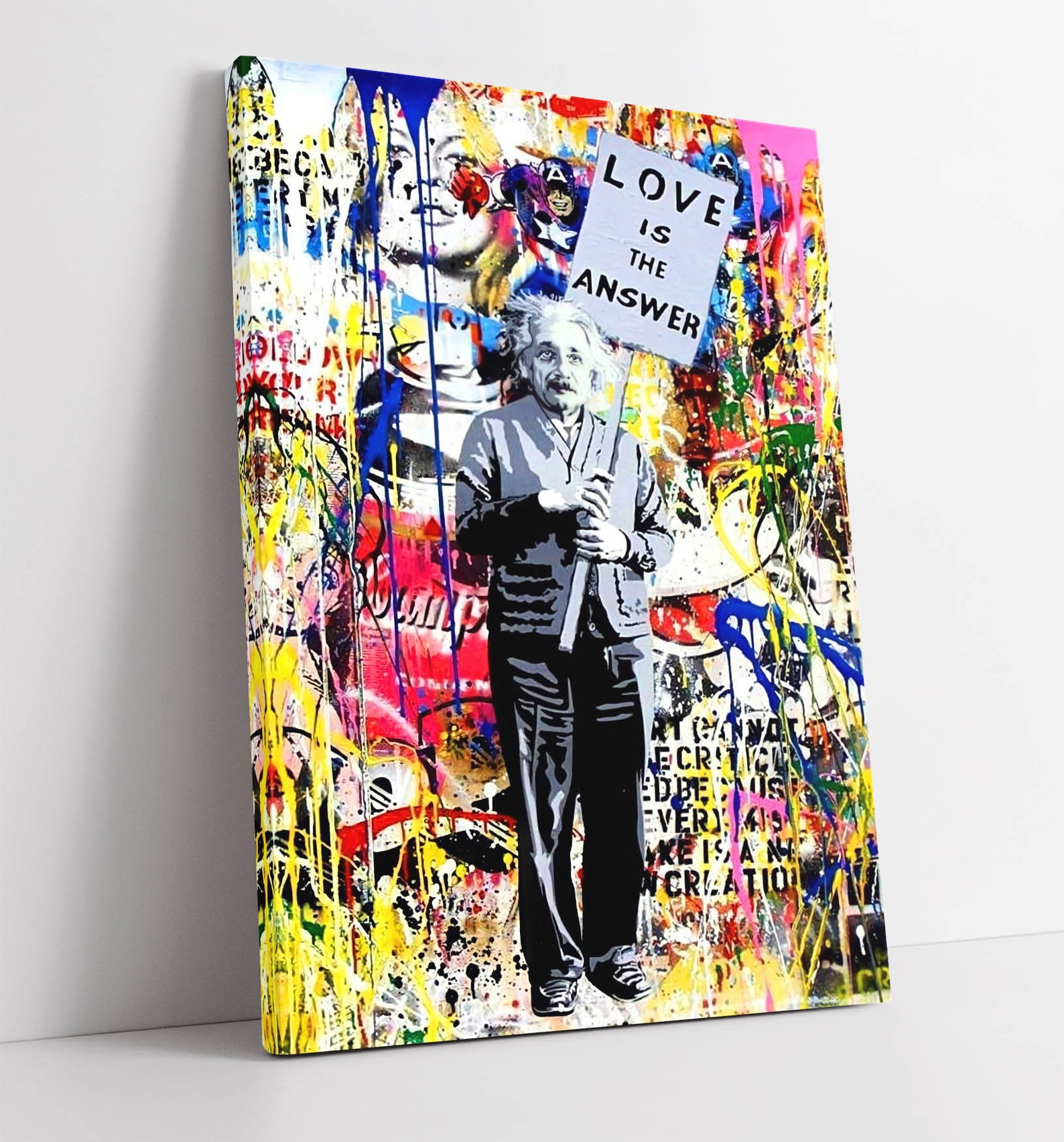 Banksy Einstein Love Is The Answer Canvas Wall Art Print Etsy