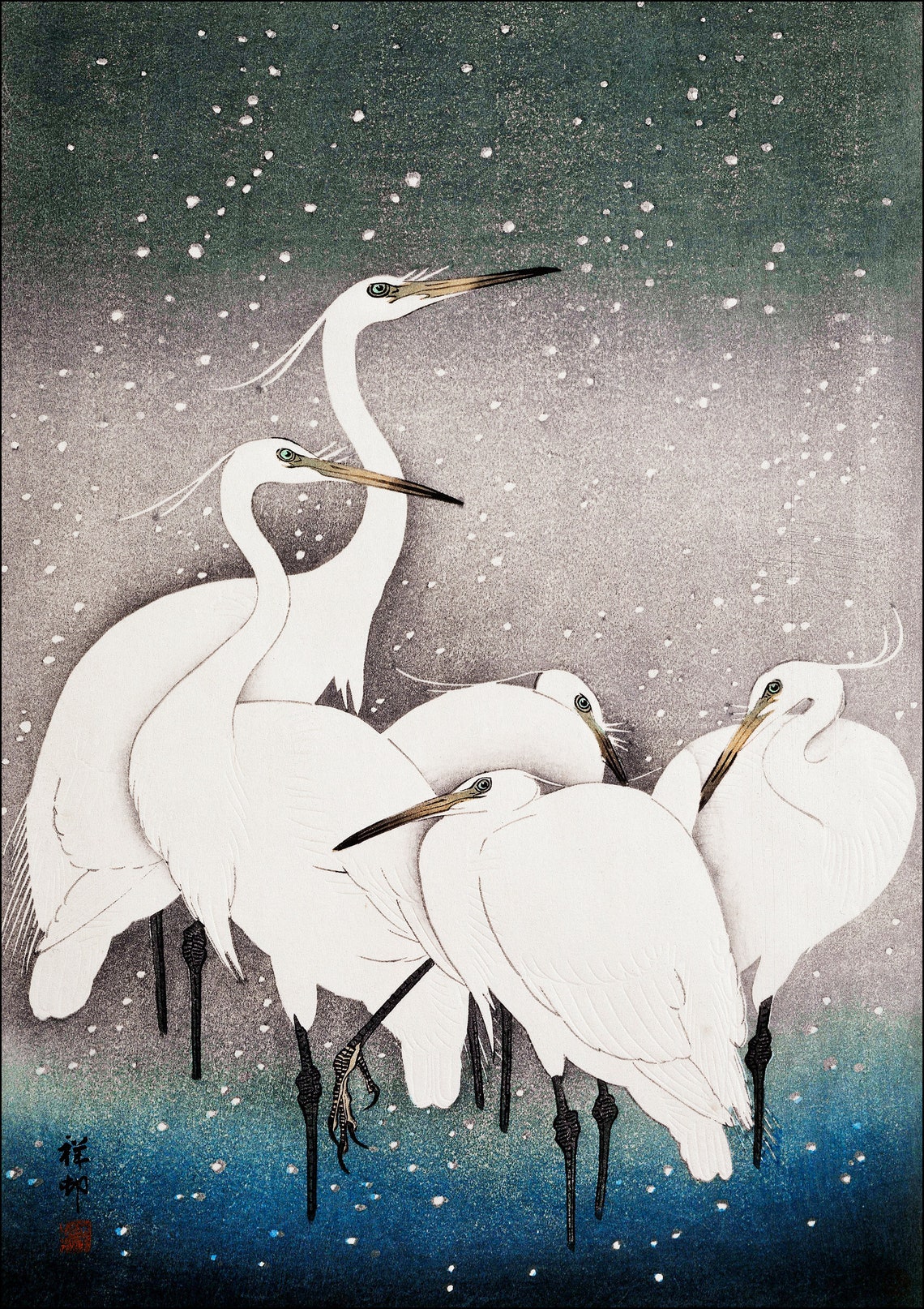 Ohara Koson Group Of Egrets Poster Framed Wall Art Print | Etsy Ohara Koson Group Of Egrets Poster Framed Wall Art Print | Etsy
