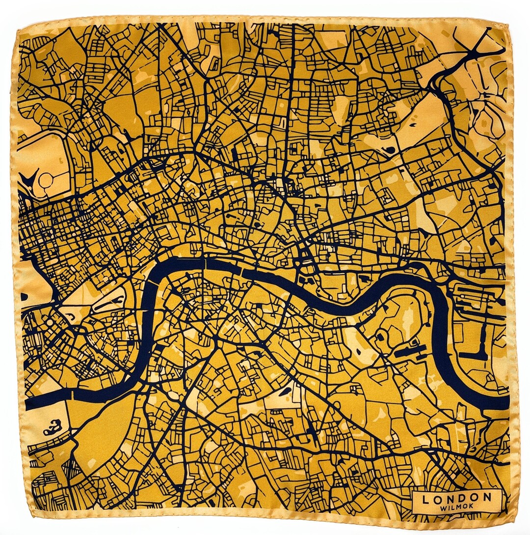 LONDON Map Hand-rolled Silk Pocket Square - Etsy