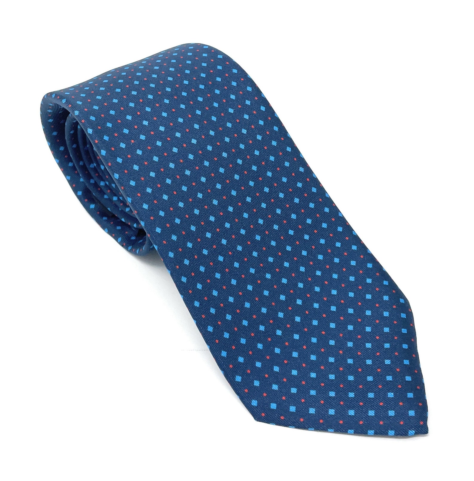 Vintage Italian 7 Fold Silk Tie: Blue Micro Diamond Pattern - Etsy