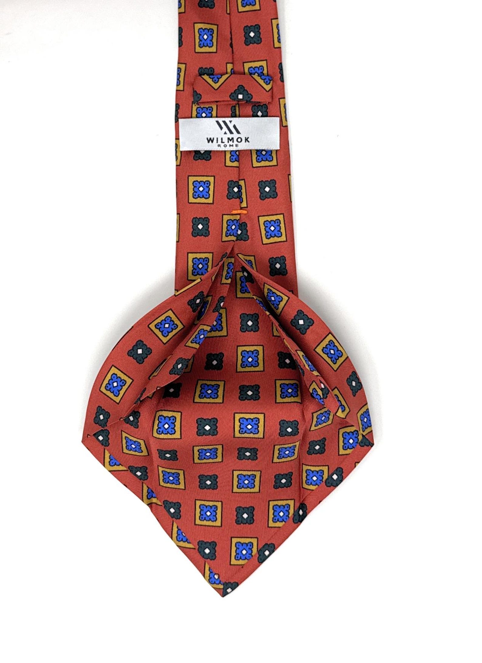 Handmade 7 Fold Silk Tie: Geometric Pattern, Made in Italy - Etsy