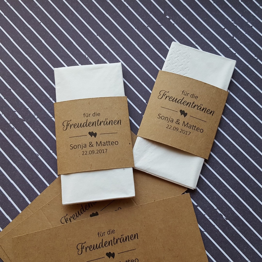 20 Banderole Tears of Joy Personalized Kraft Paper Handkerchiefs ...