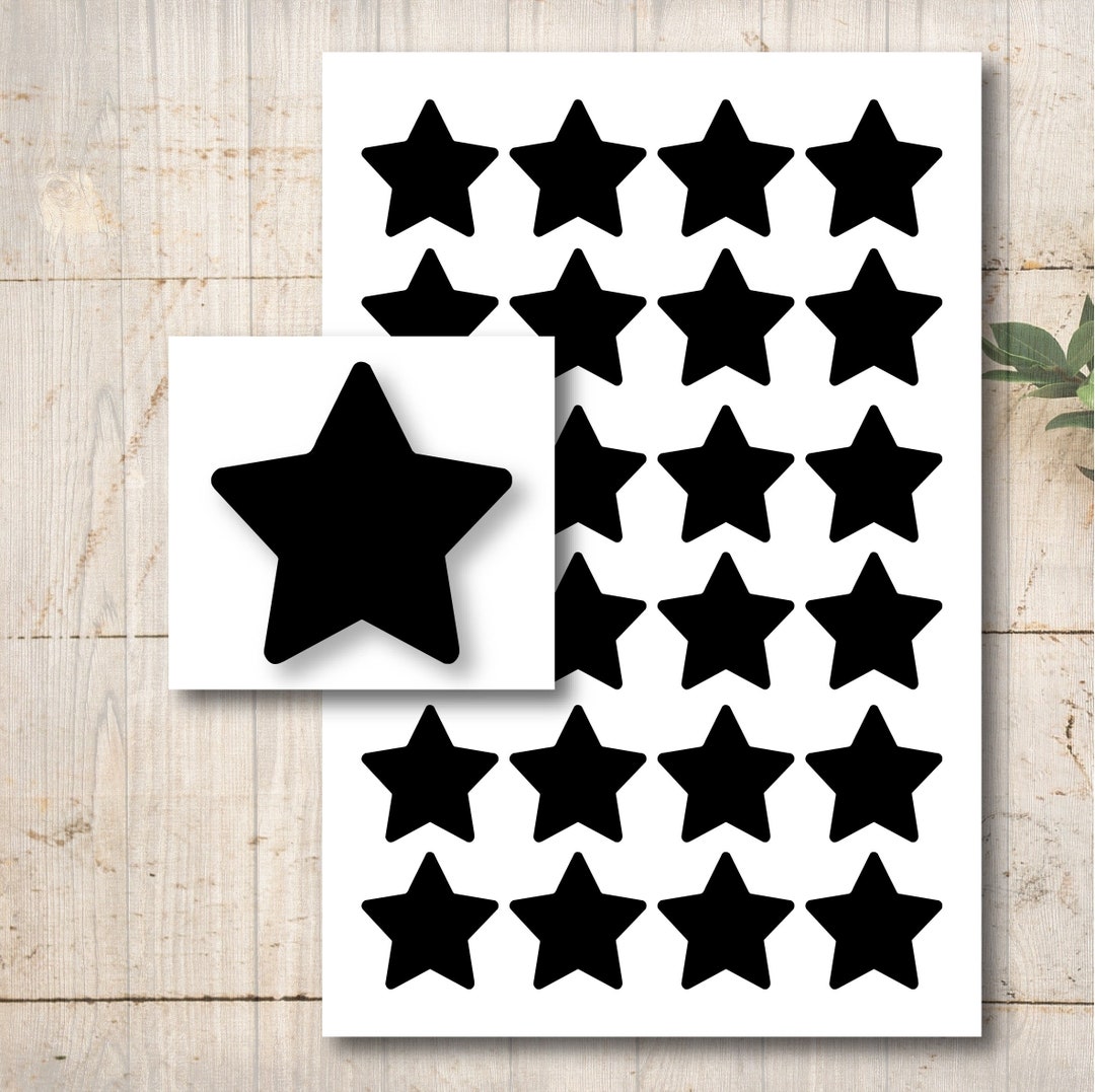 Panel Film Black Self-adhesive Star Sticker Sticker Labels 24pcs - Etsy ...