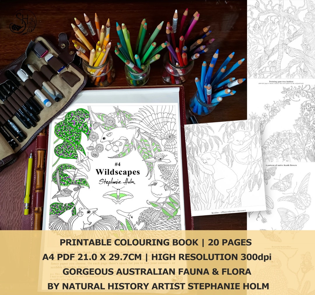 Wildscapes #4 A4 Animal Kingdom Detailed Whimsical Printable Colouring ...