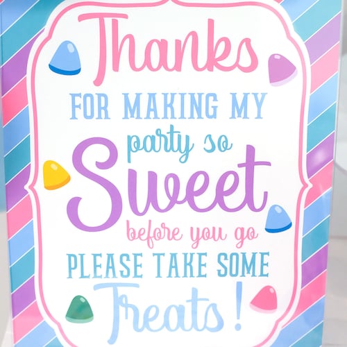 Sweet Treats Party Favor Sign Printable Thank You Sign Candy - Etsy