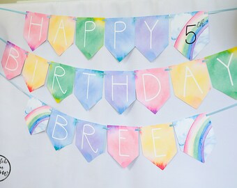 Pastel Rainbow Party Welcome Sign Editable/Printable Rainbow | Etsy