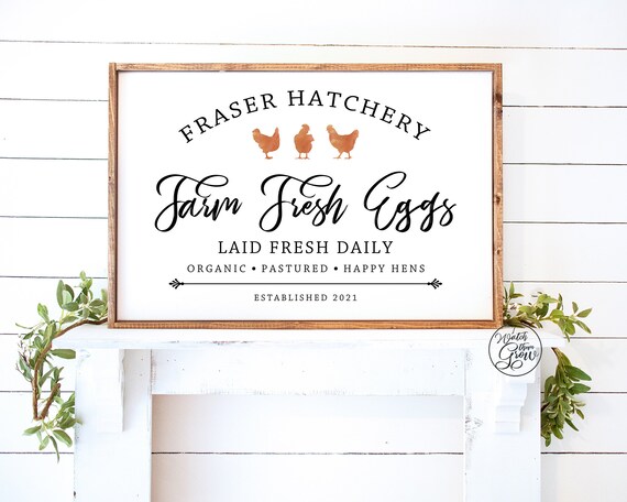 Personalized Eggs Sign, Printable "Farm Fresh Eggs" Sign, Custom ...