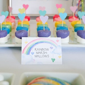 Rainbow Party Tent Cards, Editable/printable Rainbow Birthday Party ...