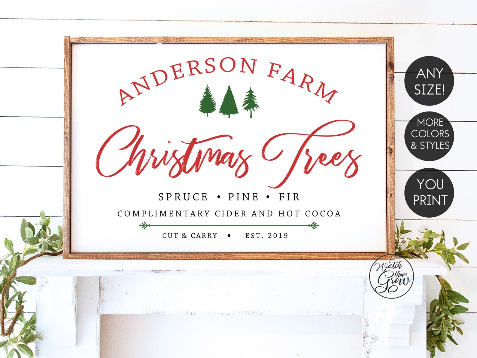 Personalized Christmas Tree Farm Sign Printable Christmas | Etsy