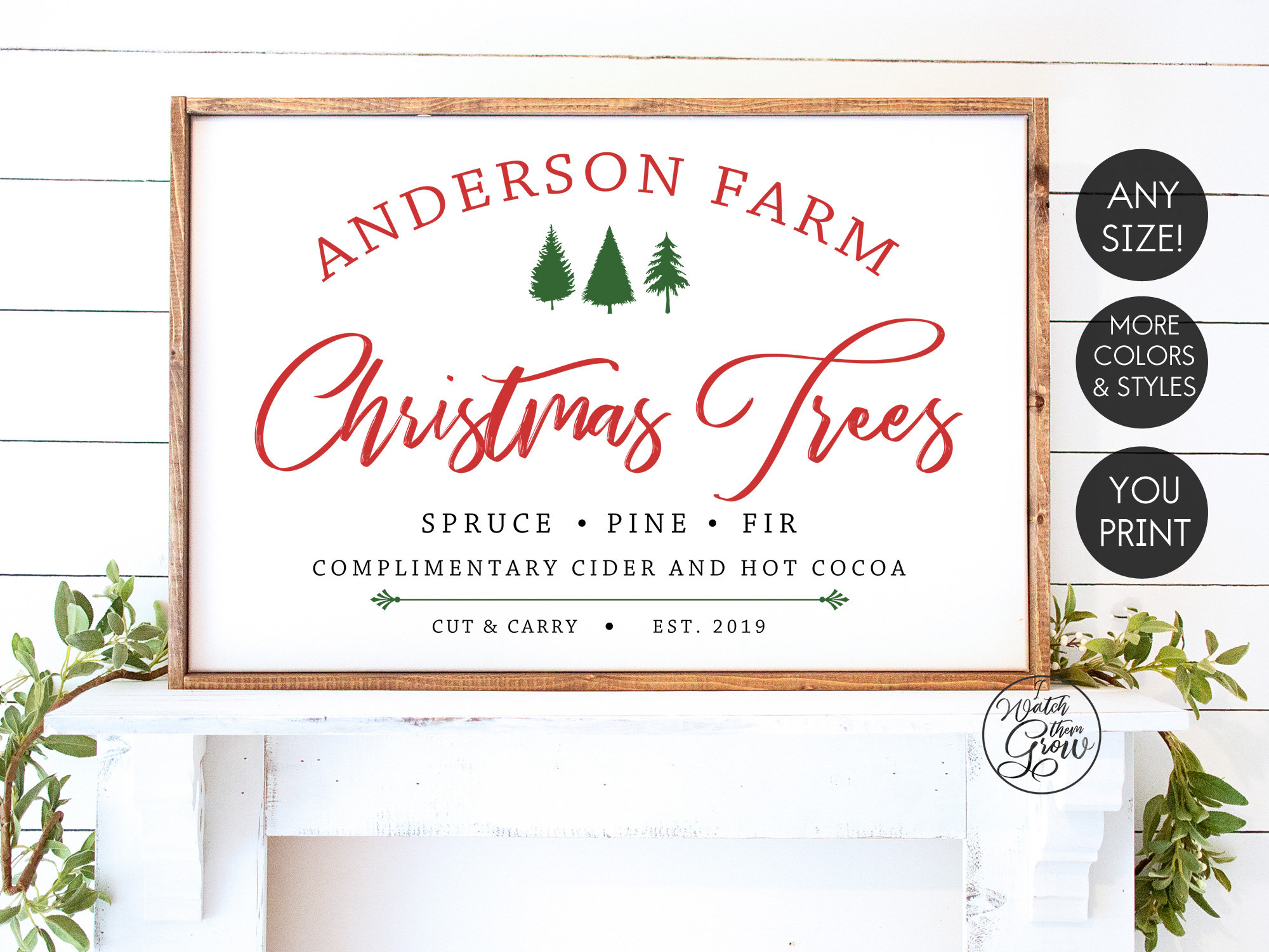 Personalized Christmas Tree Farm Sign Printable Christmas | Etsy