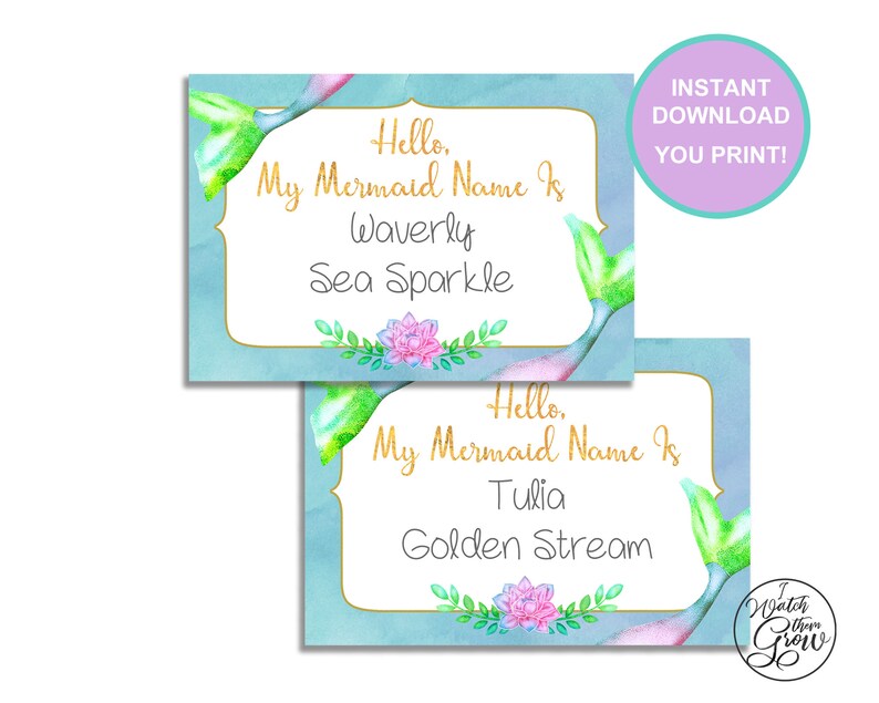 Mermaid Birthday Party Game Mermaid Name Game & Name Tags - Etsy