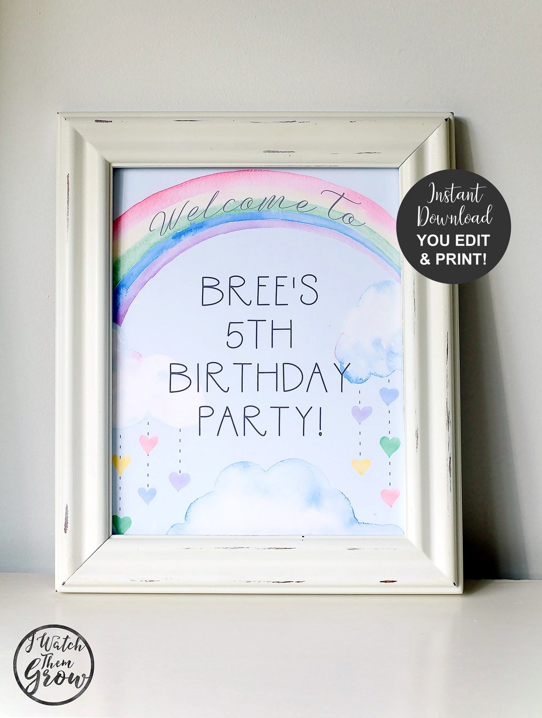 Pastel Rainbow Party Welcome Sign, Editable/printable Rainbow Party ...