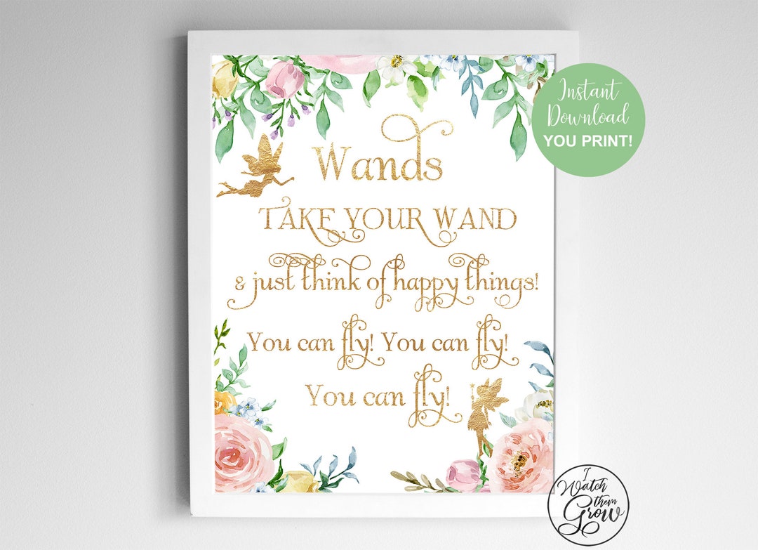 Fairy Wands Party Sign, Printable Fairy Party Decor, Fairy Party ...
