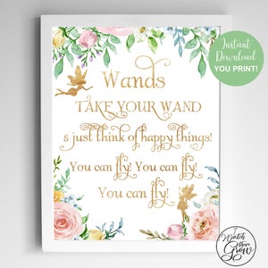Fairy Wands Party Sign, Printable Fairy Party Decor, Fairy Party ...