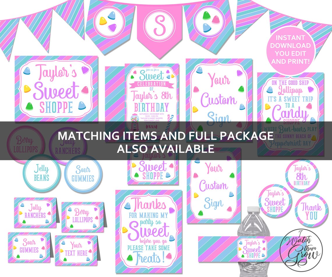 Sweet Treats Party Favor Sign, Printable Thank You Sign, Candy Buffet ...