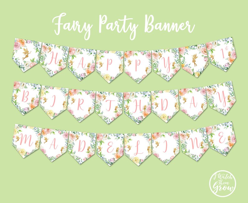 Editable Fairy Party Banner Printable Floral Fairy Party - Etsy