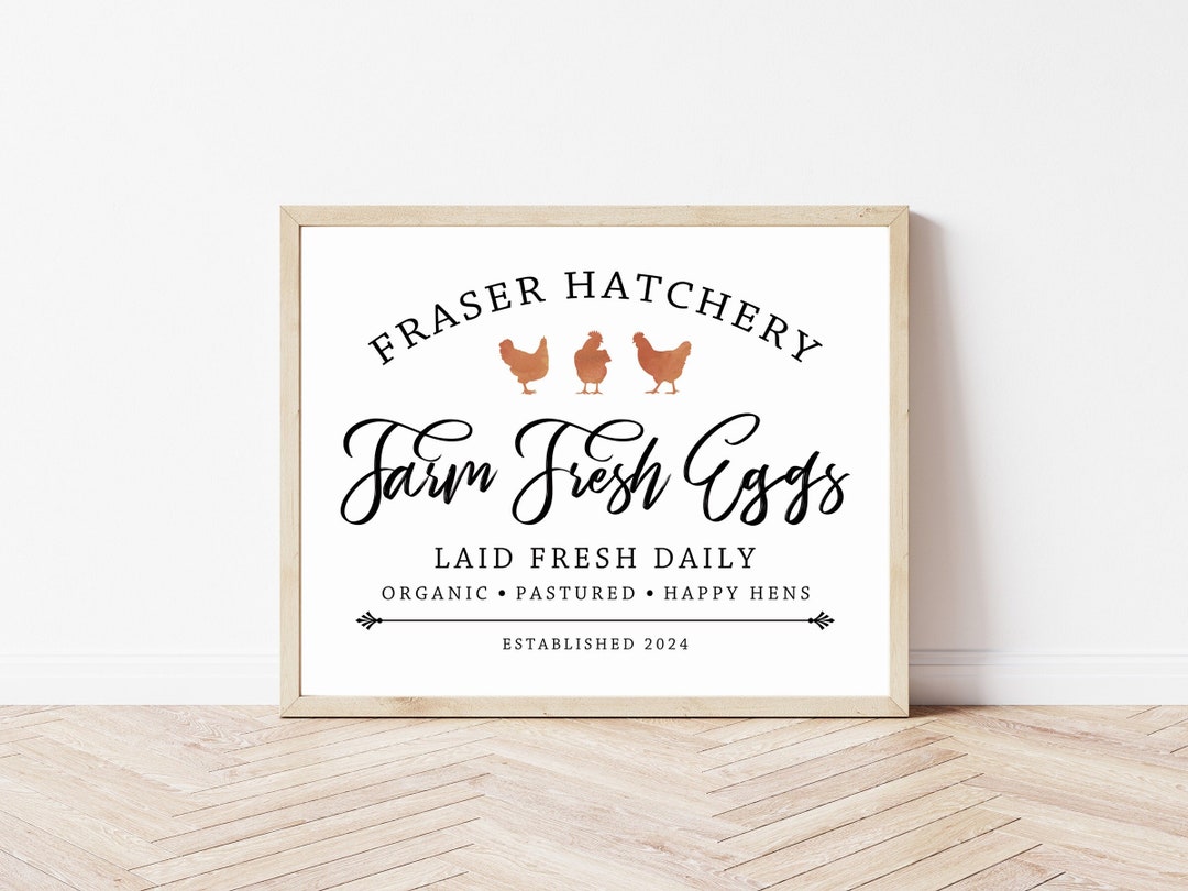 Personalized Eggs Sign, Printable "farm Fresh Eggs" Sign, Custom ...