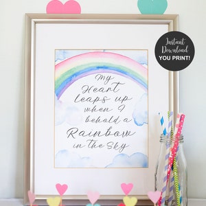 Pastel Rainbow Party Poster Printable Rainbow Watercolor Wall | Etsy
