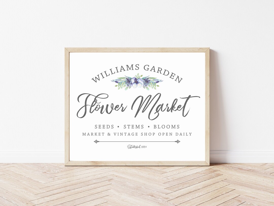 Personalized Flower Market Sign, Custom Mothers Day Gift for Mom ...