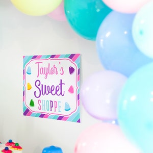 Sweet Shoppe Party Sign, Printable Editable Sweet Shoppe Sign, Candy ...
