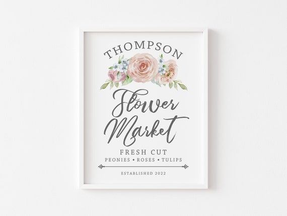 Personalized Flower Market Sign Printable Flower Market - Etsy