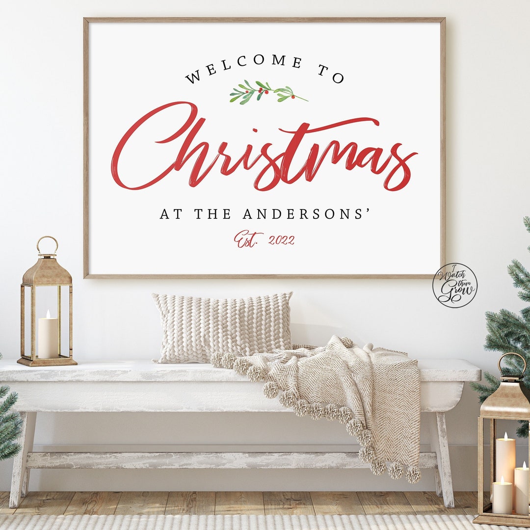 Personalized Christmas Welcome Sign, Printable Custom Family Christmas ...