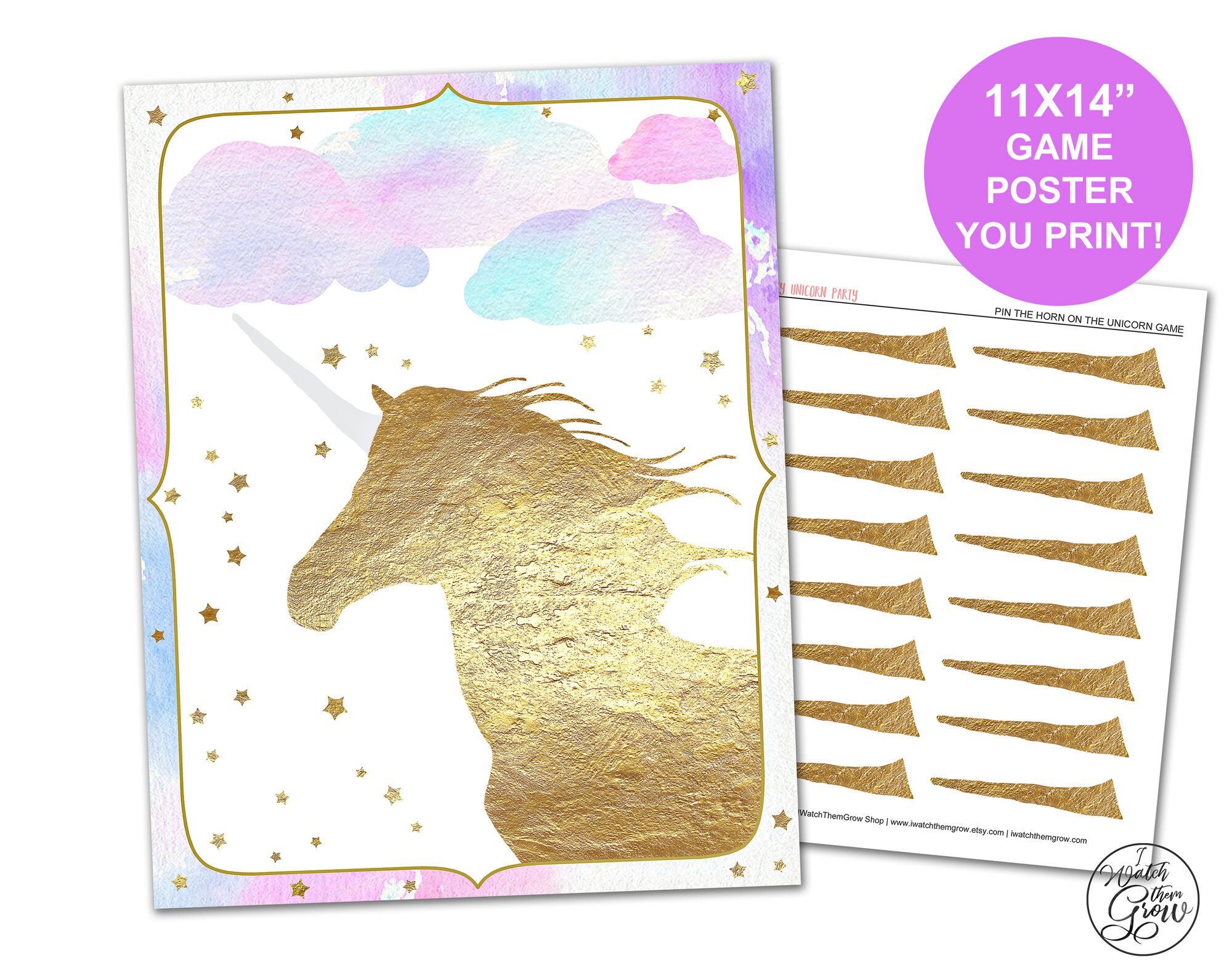 Pin the Horn on the Unicorn Party Game Printable 11x14 Inch - Etsy Canada