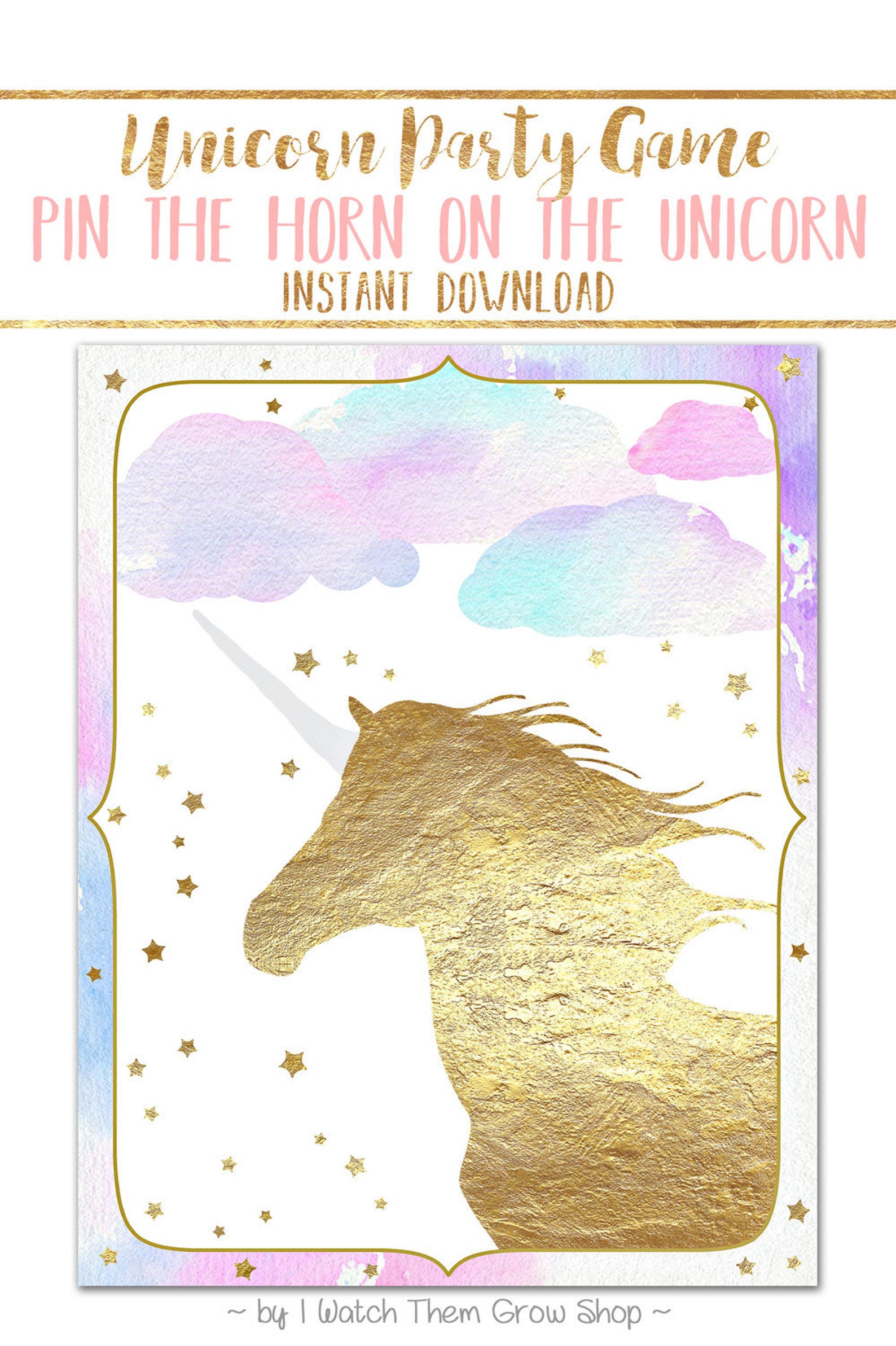 Pin the Horn on the Unicorn Party Game Printable 11x14 Inch | Etsy